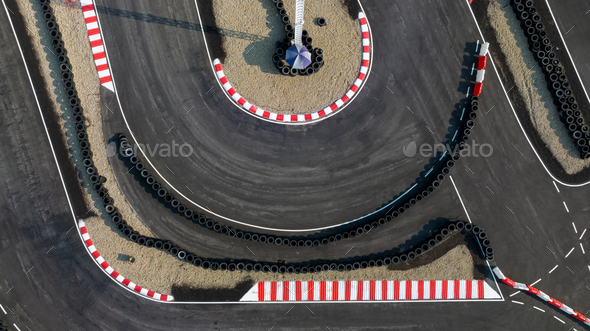 Aerial top view race kart track, Track for auto racing top view, Car ...