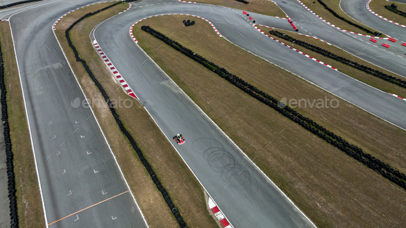 Aerial top view race kart track, Track for auto racing top view, Car ...