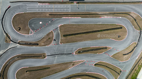 Aerial top view race kart track, Track for auto racing top view, Car ...