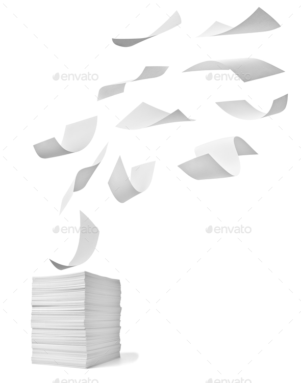paper stack flying wind document business pile office paperwork file ...