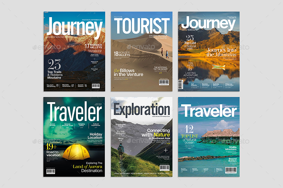 Travel Magazine Cover Templates, Print Templates | GraphicRiver