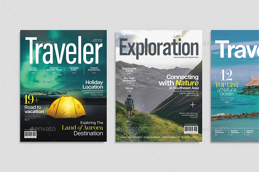 Travel Magazine Cover Templates, Print Templates | GraphicRiver
