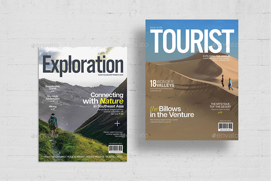 Travel Magazine Cover Templates, Print Templates | GraphicRiver