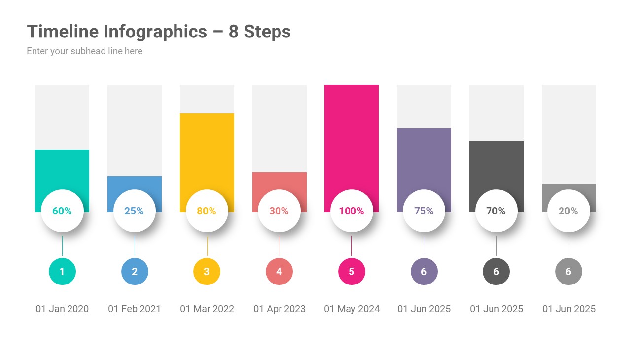 8 Steps Timeline Infographics PowerPoint Template, Presentation Templates