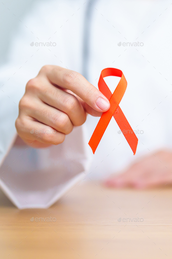 Doctor with Orange Ribbon for Leukemia, world Multiple Sclerosis, CRPS ...