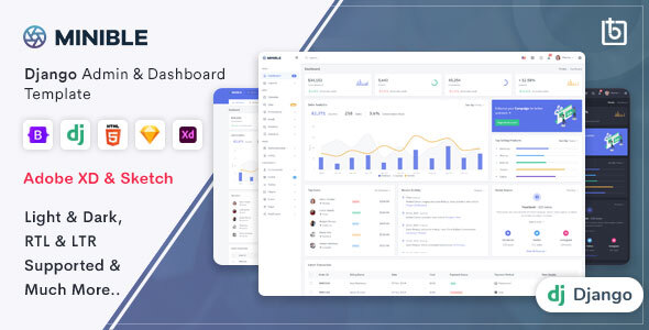 Minible - Django Admin & Dashboard Template by Themesbrand | ThemeForest