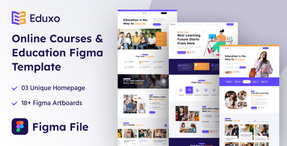 Eduxo | Education and Online Courses Figma Template by theme-village