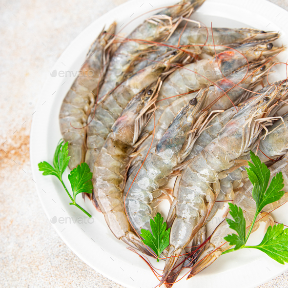 shrimp fresh prawn raw seafood fresh eating cooking meal food snack on ...