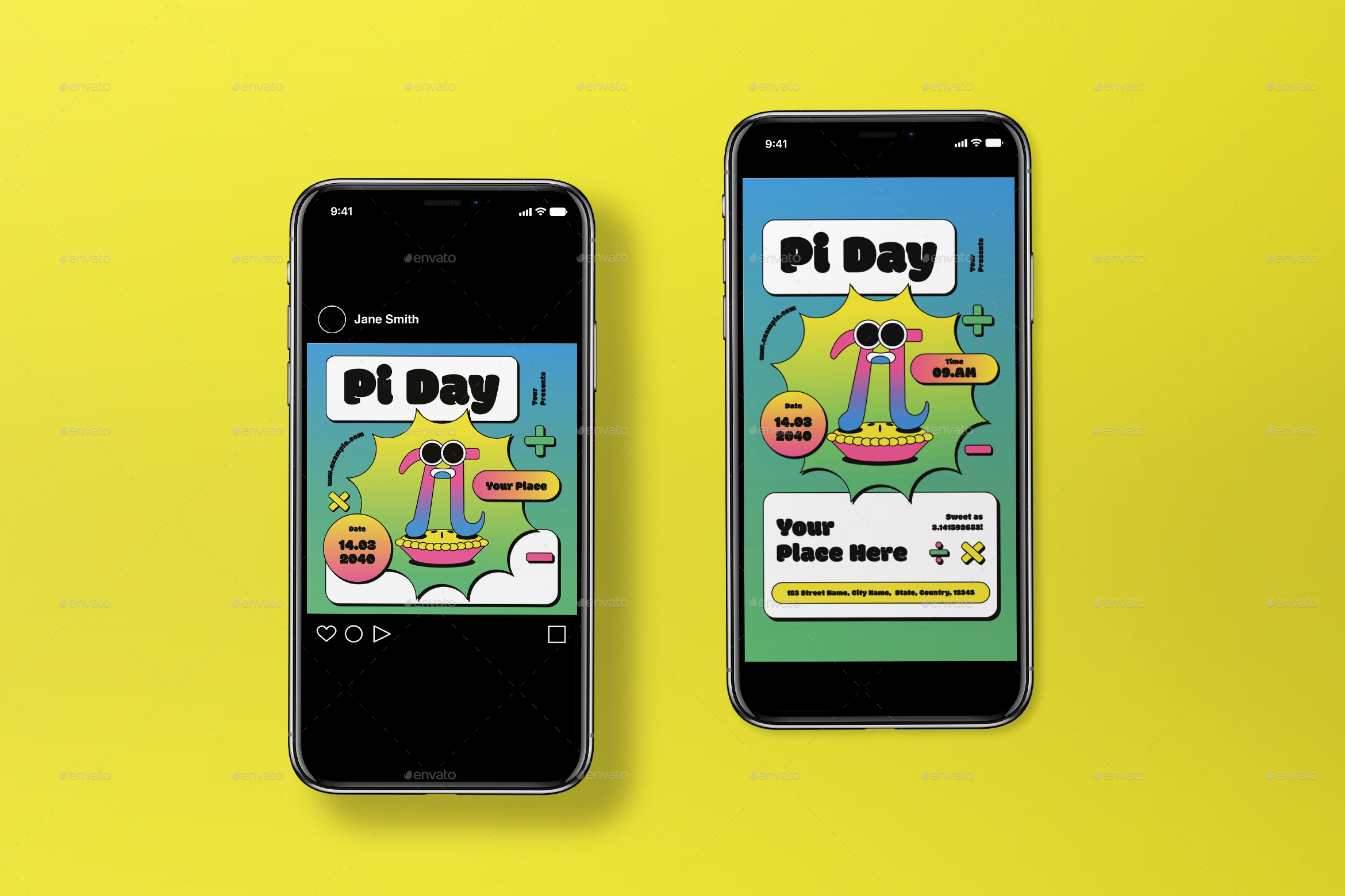 Blue Cartoon Pi Day Flyer Set, Print Templates | GraphicRiver