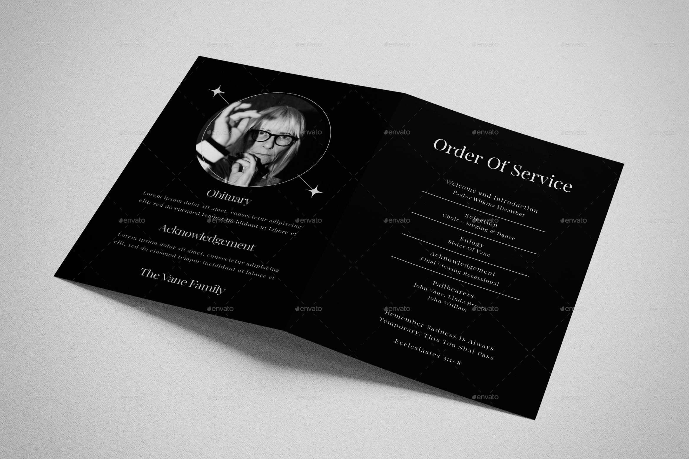 Grey Modern Funeral Program, Print Templates | GraphicRiver