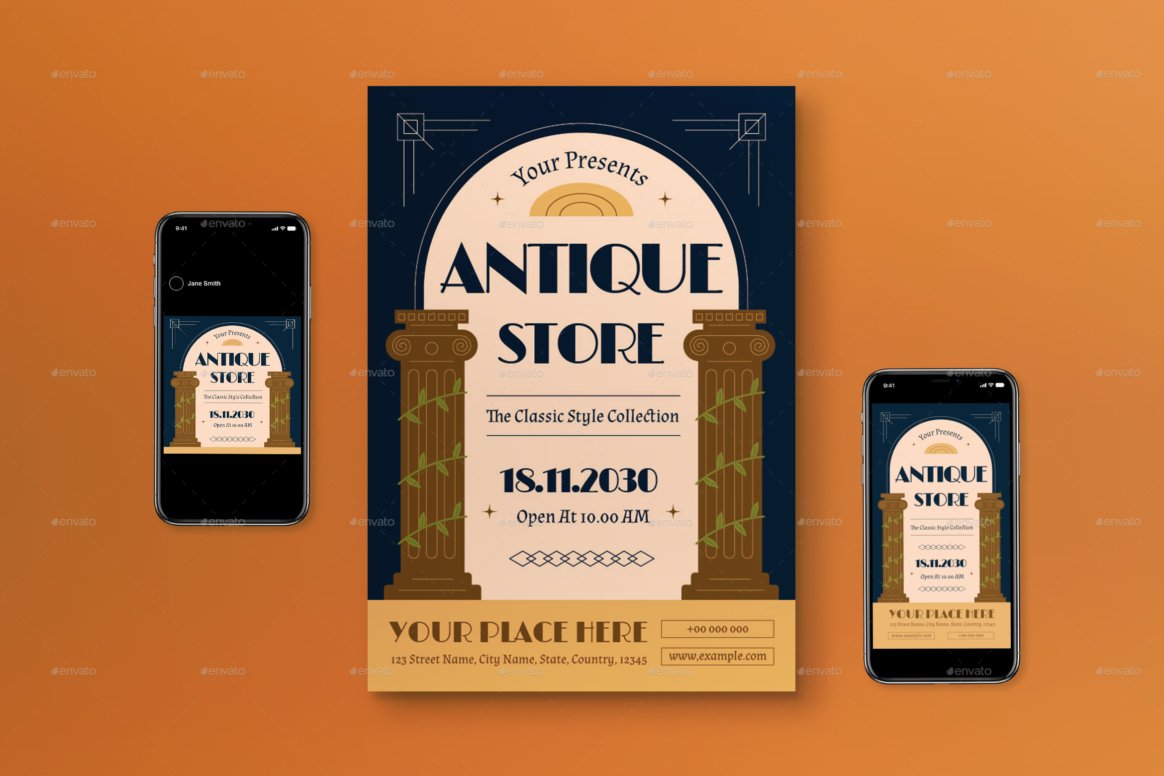 Blue Vintage Antique Store Flyer Set, Print Templates | GraphicRiver