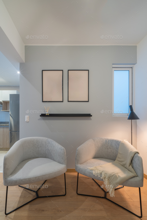 Modern remodeled space of a living room Stock Photo by GSR-PhotoStudio