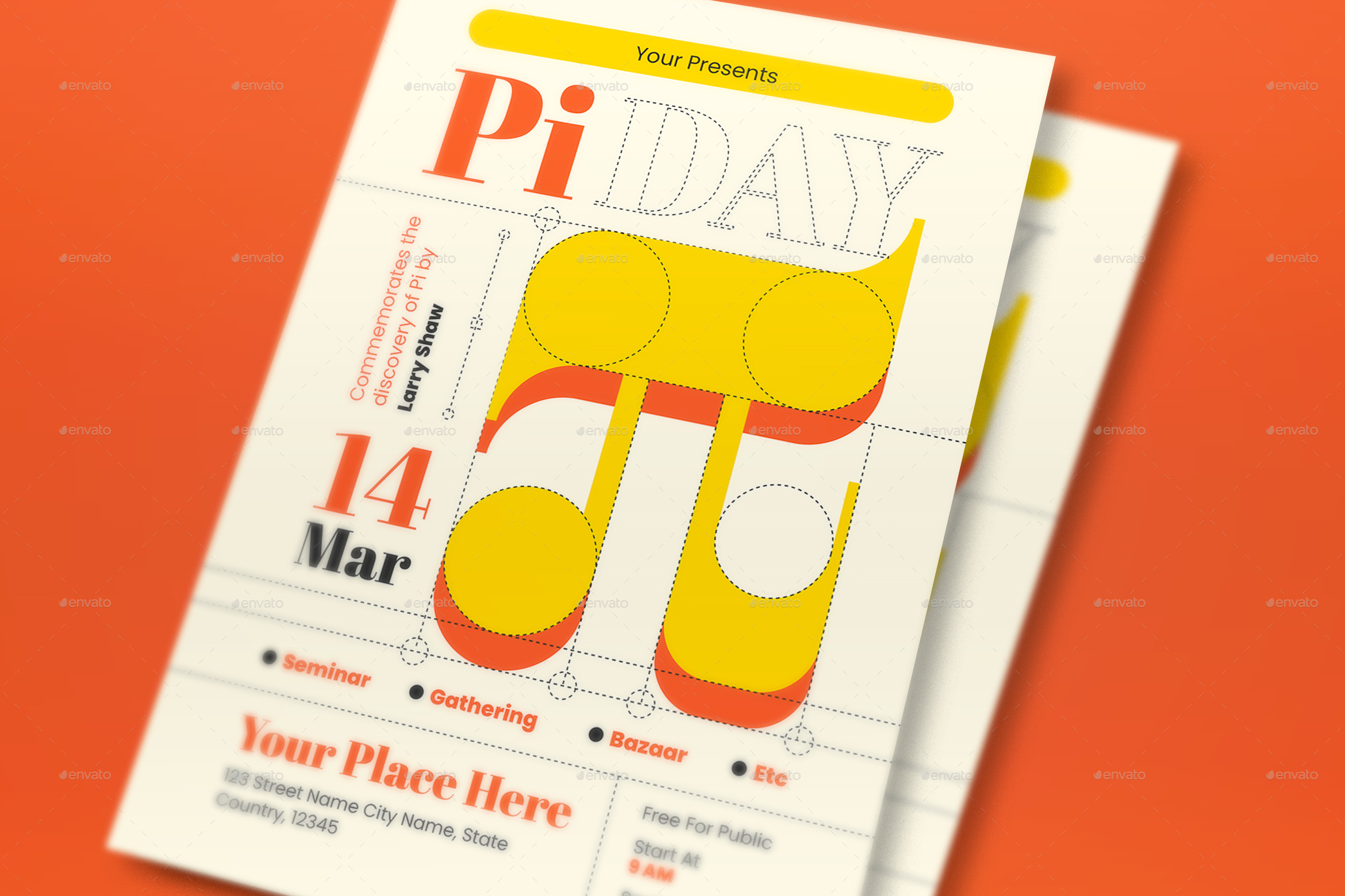 White Geometric Pi Day Flyer Set, Print Templates | GraphicRiver