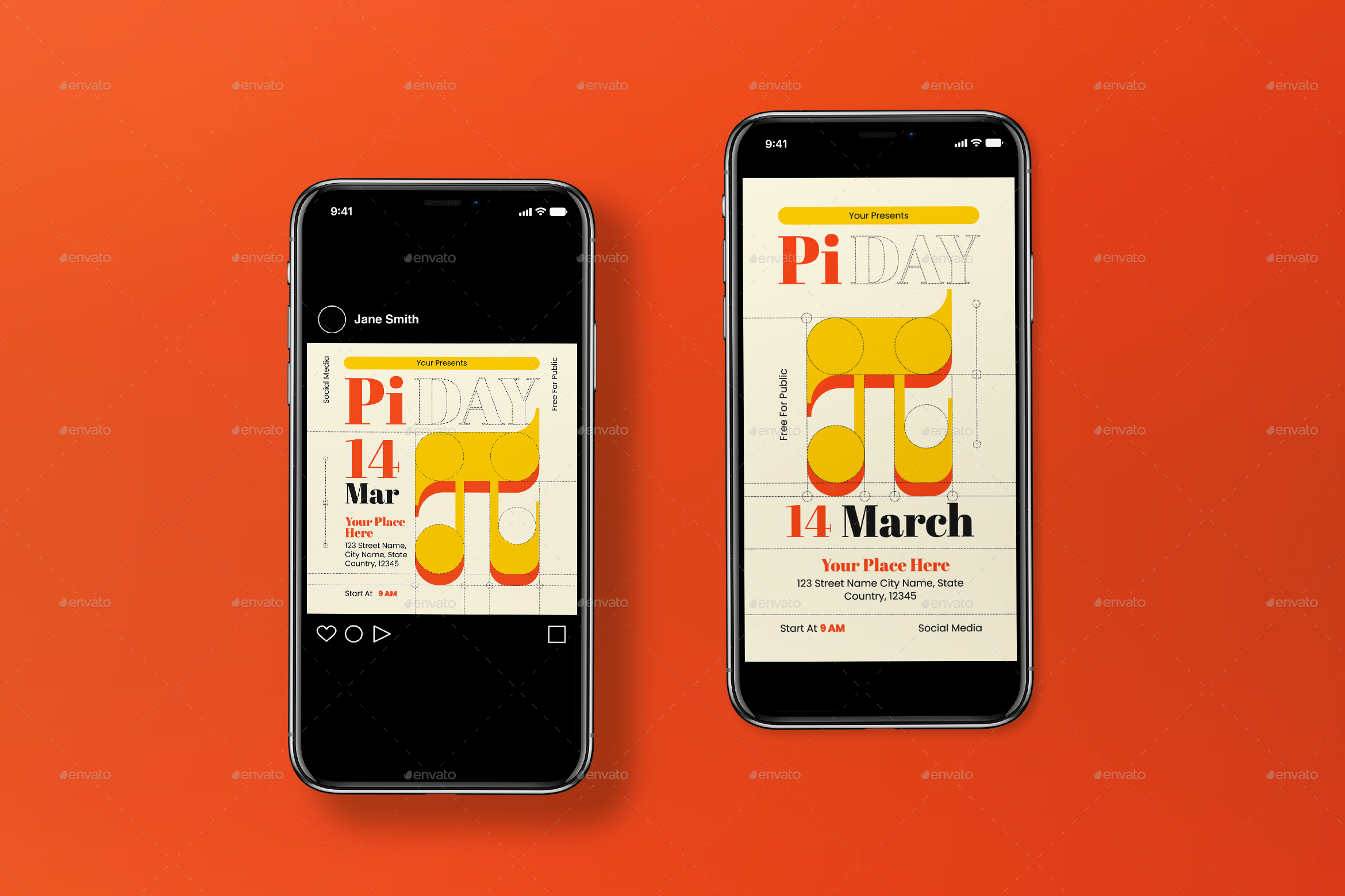 White Geometric Pi Day Flyer Set, Print Templates | GraphicRiver