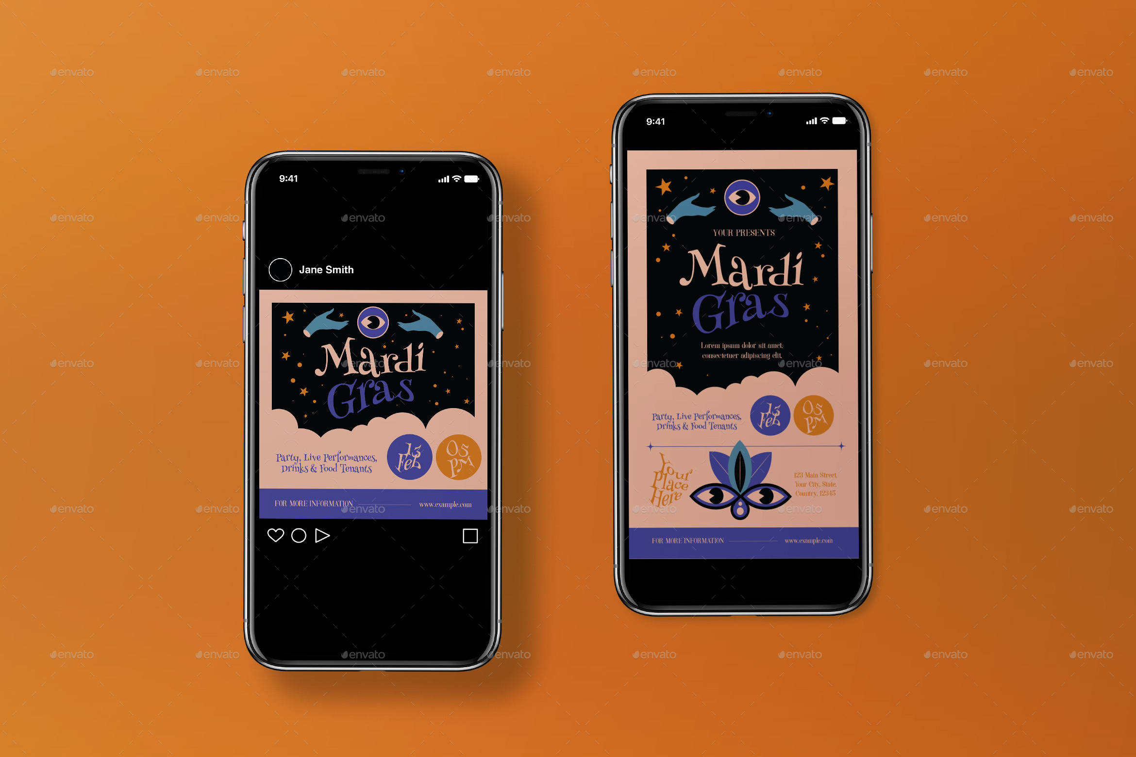 Beige Retro Mardi Gras Flyer Set, Print Templates | GraphicRiver