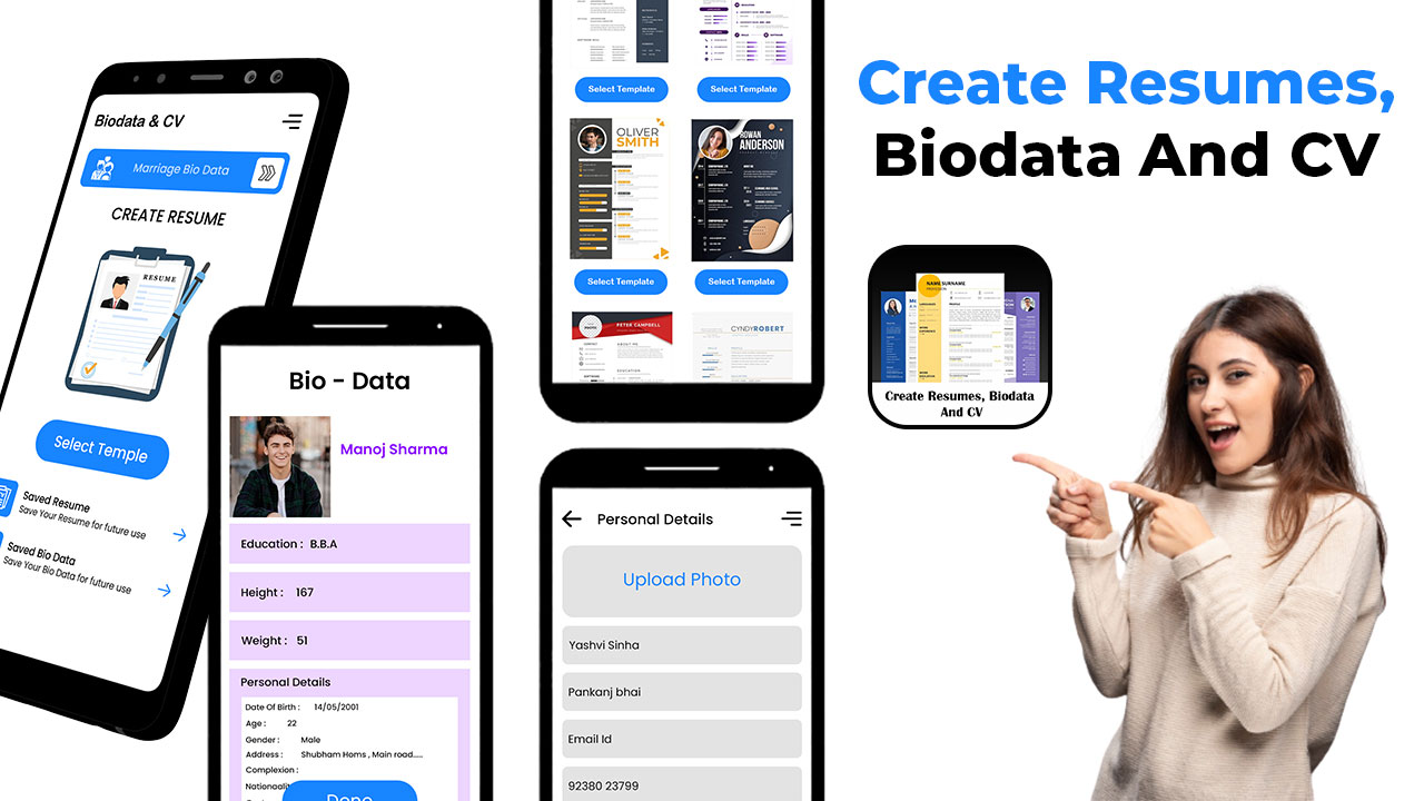 Create Resumes - Biodata and CV Maker for Job - Resume Builder App - CV ...