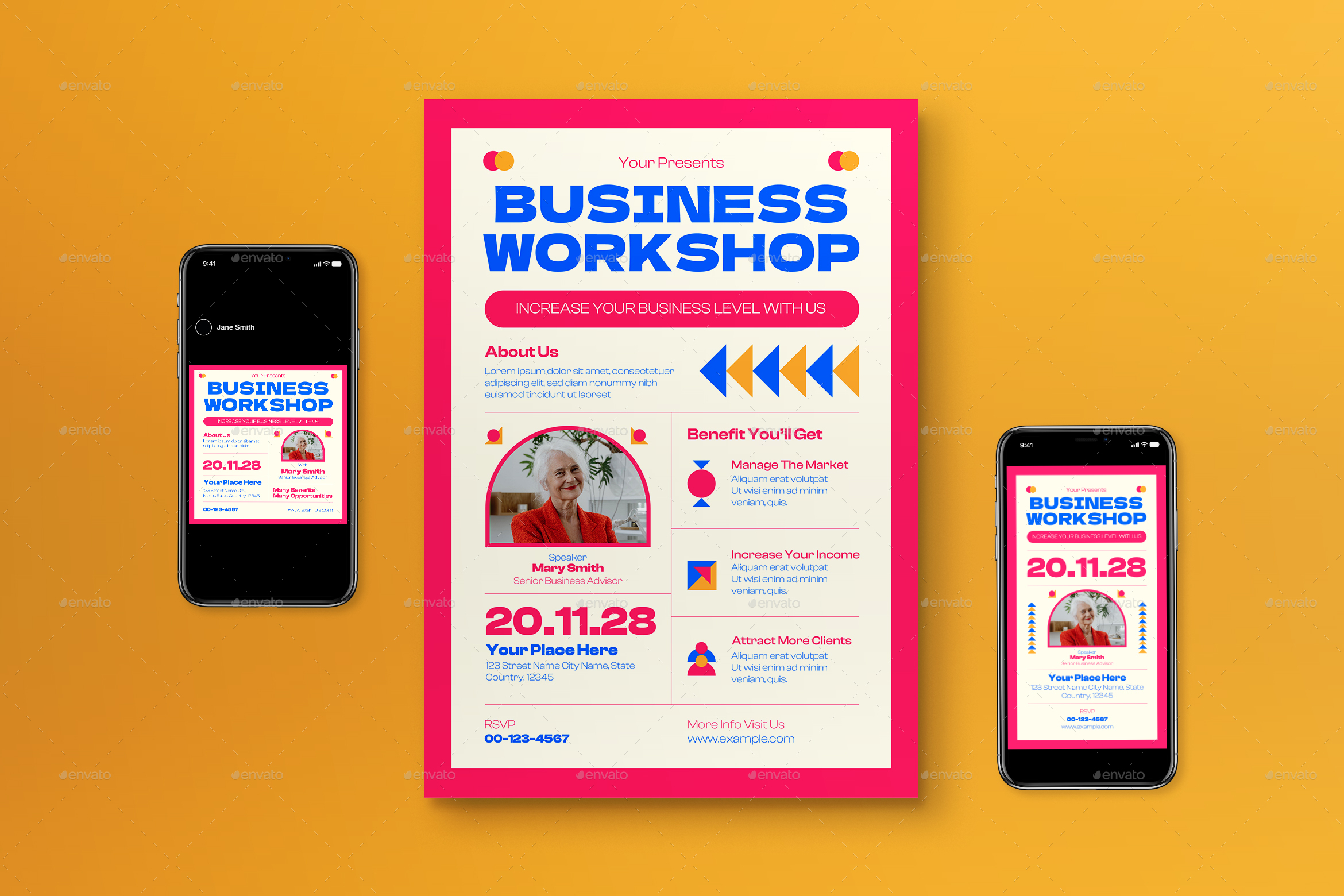 White Modern Business Workshop Flyer Set, Print Templates | GraphicRiver