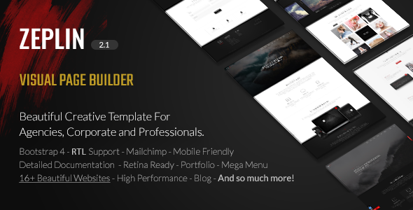 Zeplin - Creative HTML Template with Page Builder by GoldEyes | ThemeForest