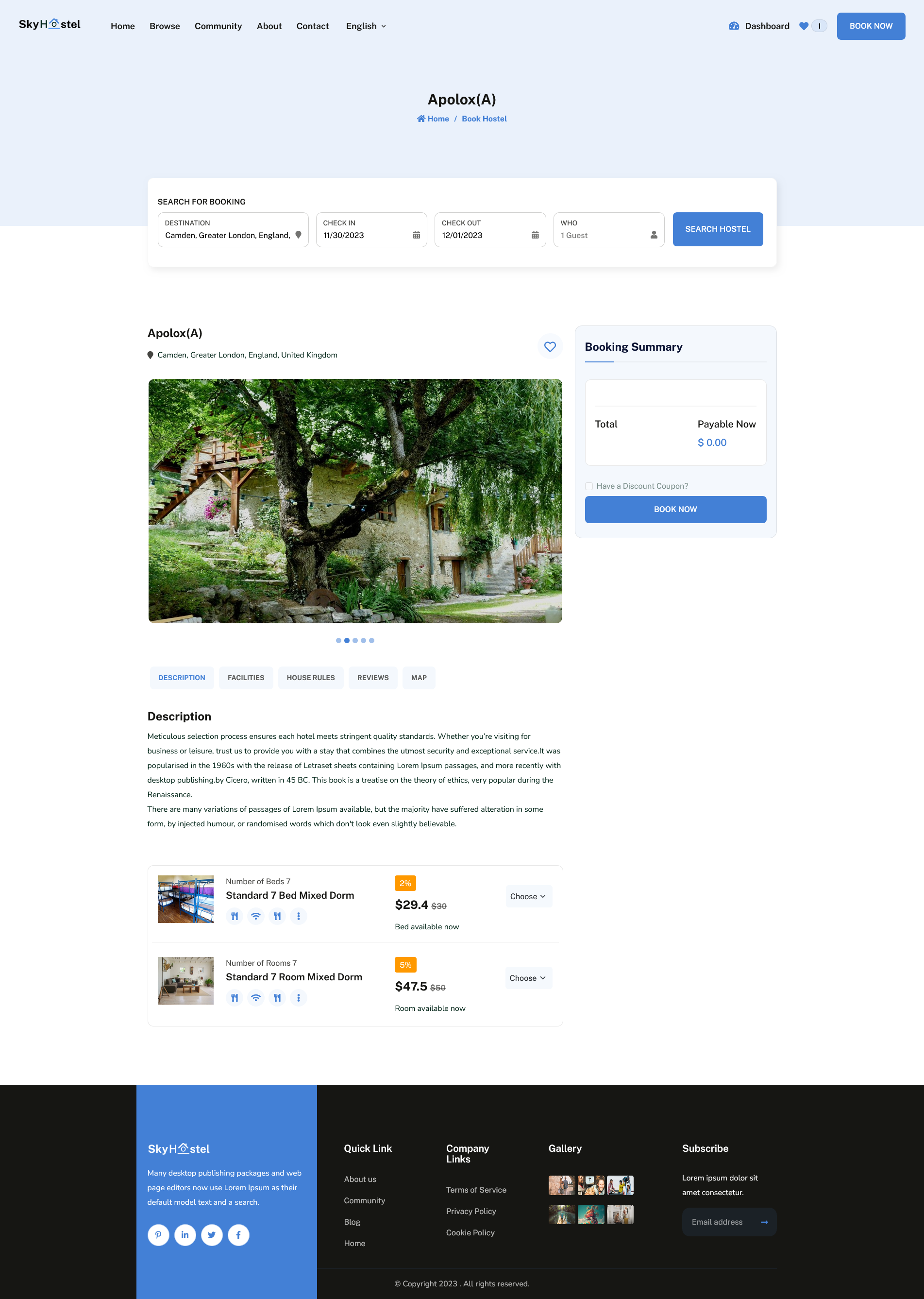 SkyHostel - SaaS Hostel Booking Platform by wStacks | CodeCanyon