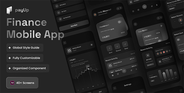 payUp - Finance Mobile App UI Kit by pixleslab | ThemeForest