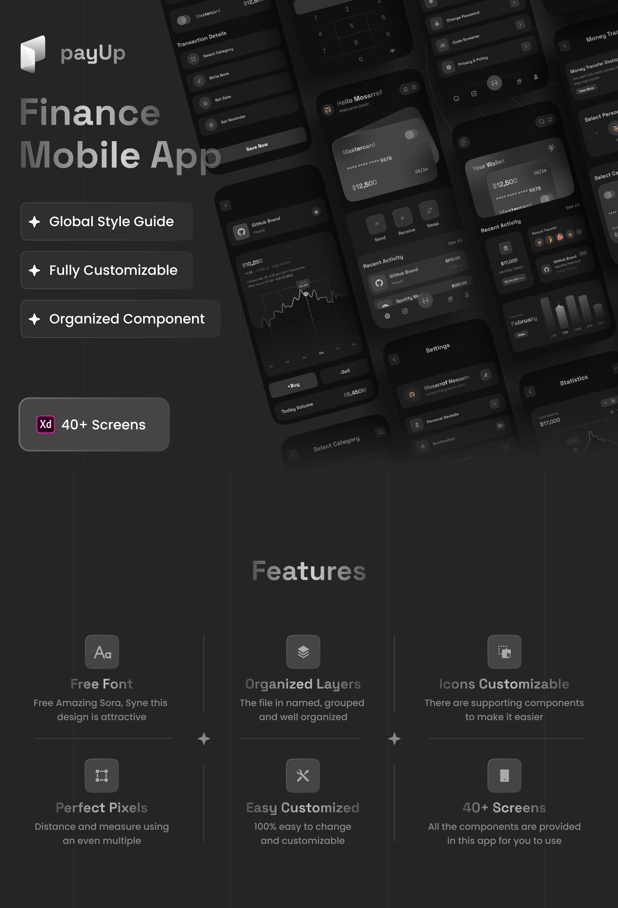 payUp - Finance Mobile App UI Kit by pixleslab | ThemeForest
