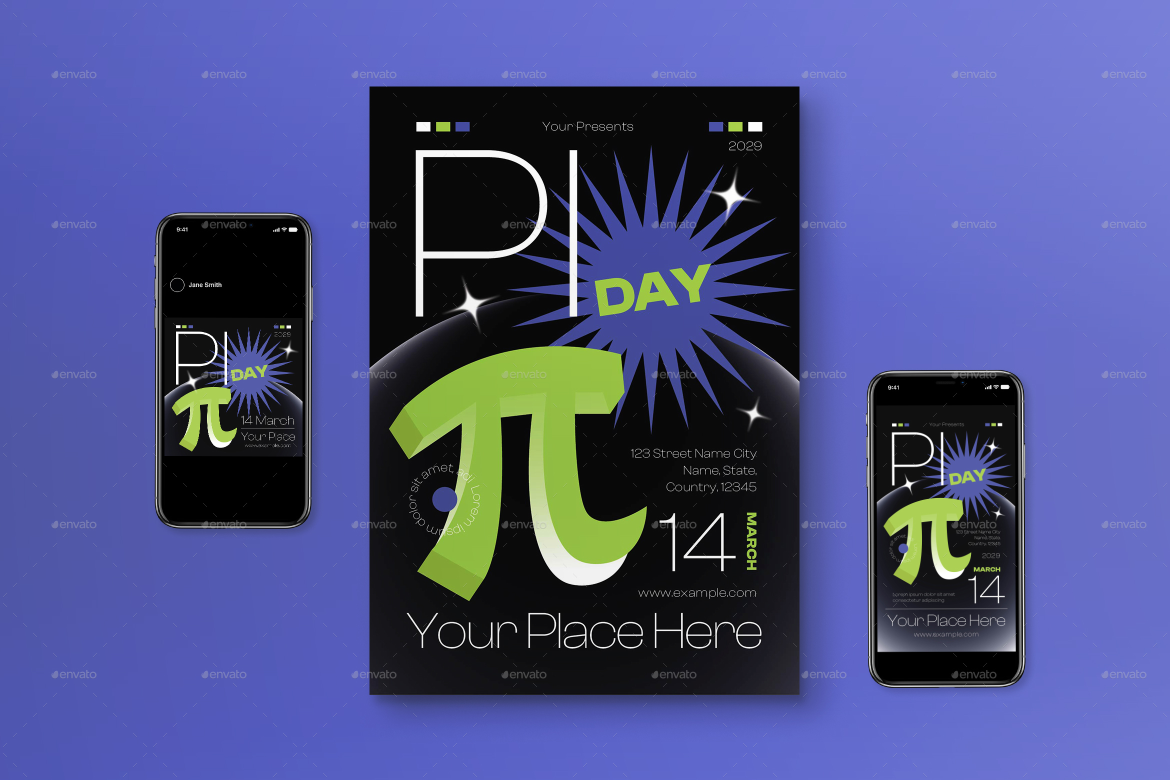 Black Modern Pi Day Flyer Set, Print Templates | GraphicRiver