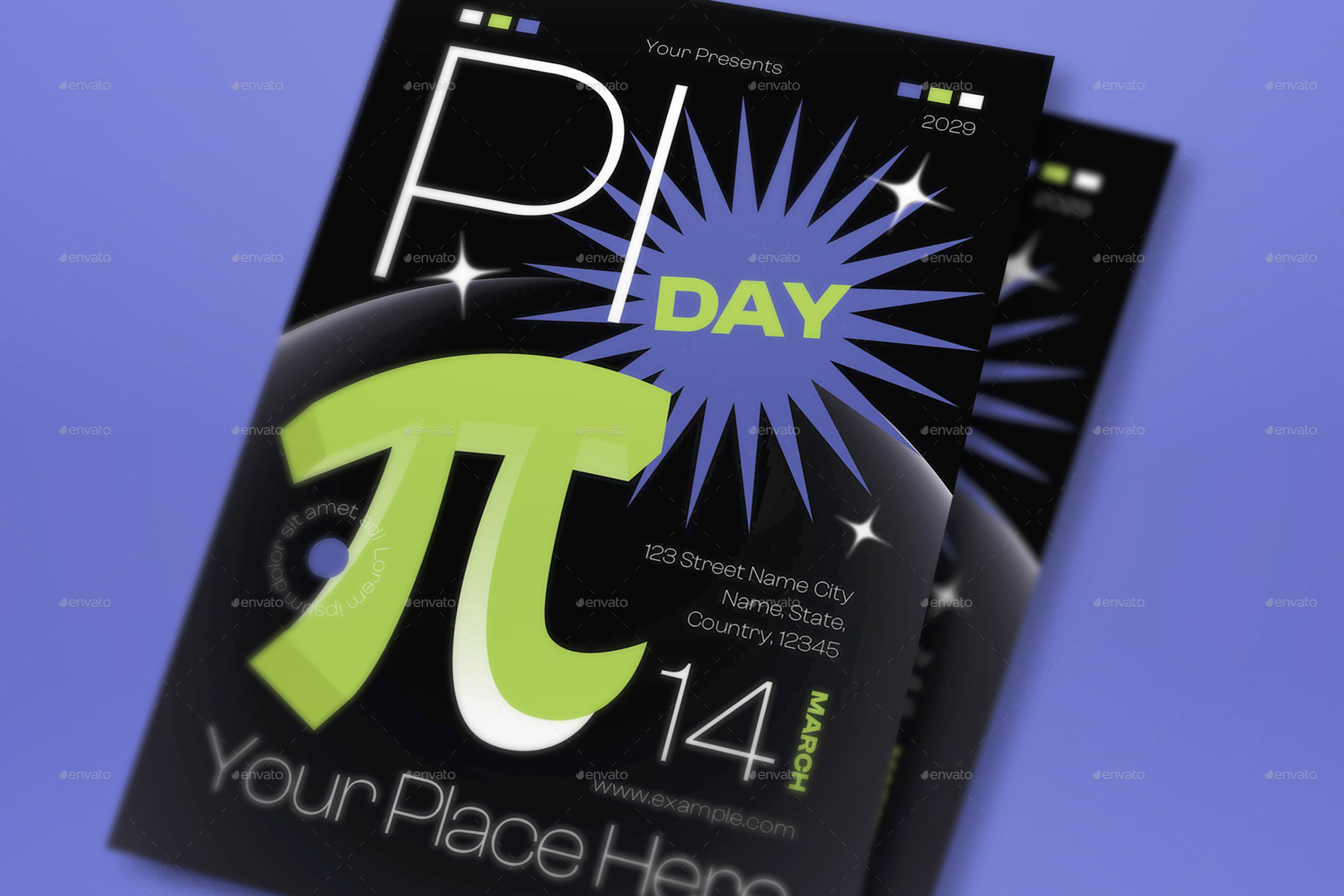 Black Modern Pi Day Flyer Set, Print Templates | GraphicRiver