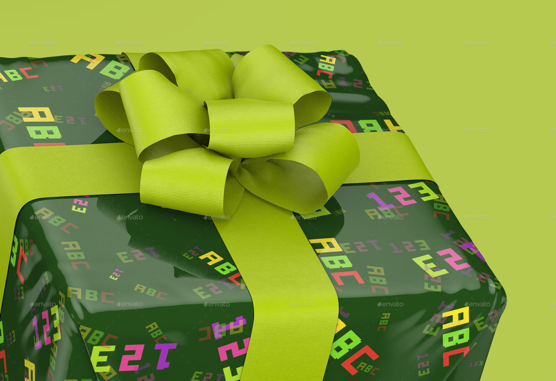 Cube Gift Box Wrapping With Ribbon Mockup, Graphics | GraphicRiver