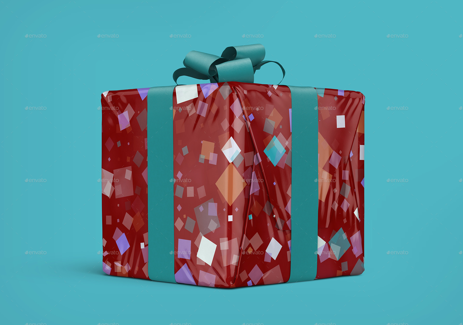 Cube Gift Box Wrapping With Ribbon Mockup, Graphics | GraphicRiver