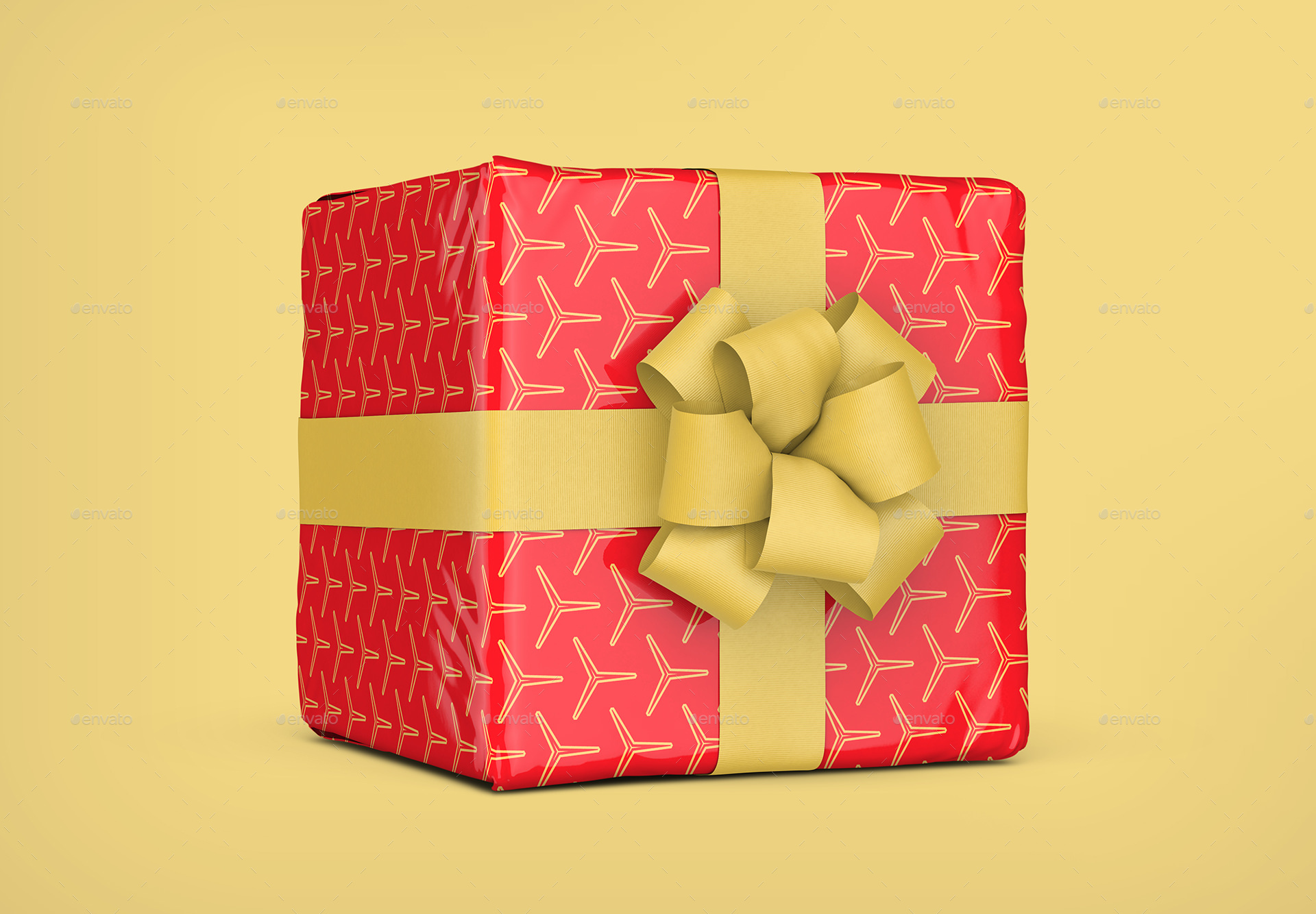 Cube Gift Box Wrapping With Ribbon Mockup, Graphics | GraphicRiver