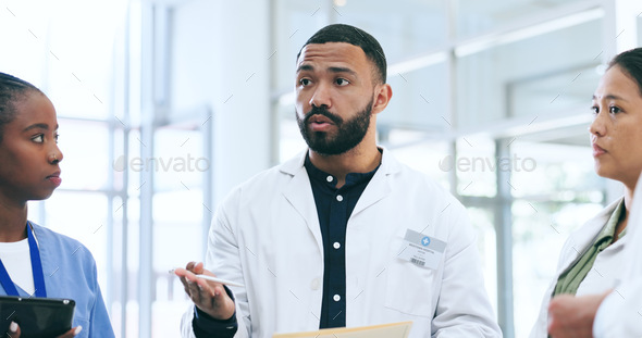 Medical, team and discussion for meeting in hospital with collaboration ...