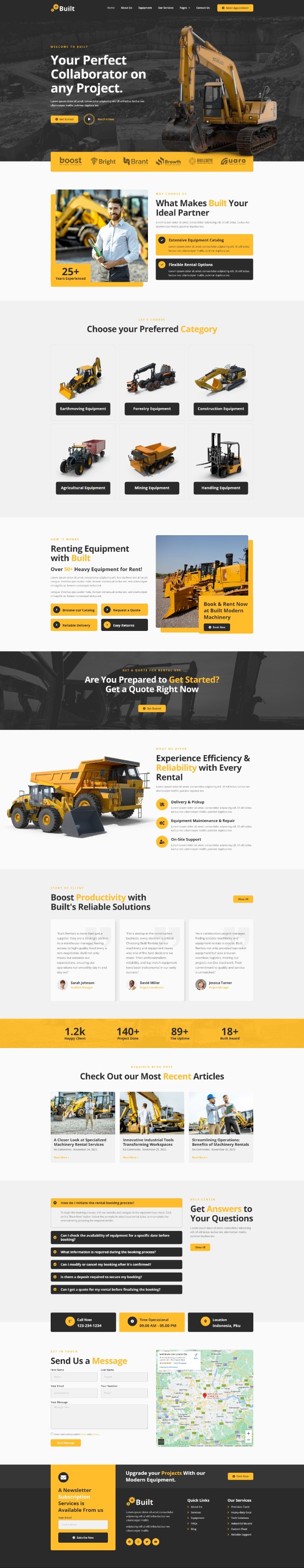 Built - Machinery & Equipment Rentals Elementor Pro Template Kit by ...