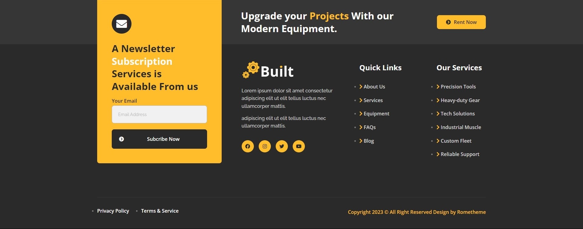 Built - Machinery & Equipment Rentals Elementor Pro Template Kit by ...