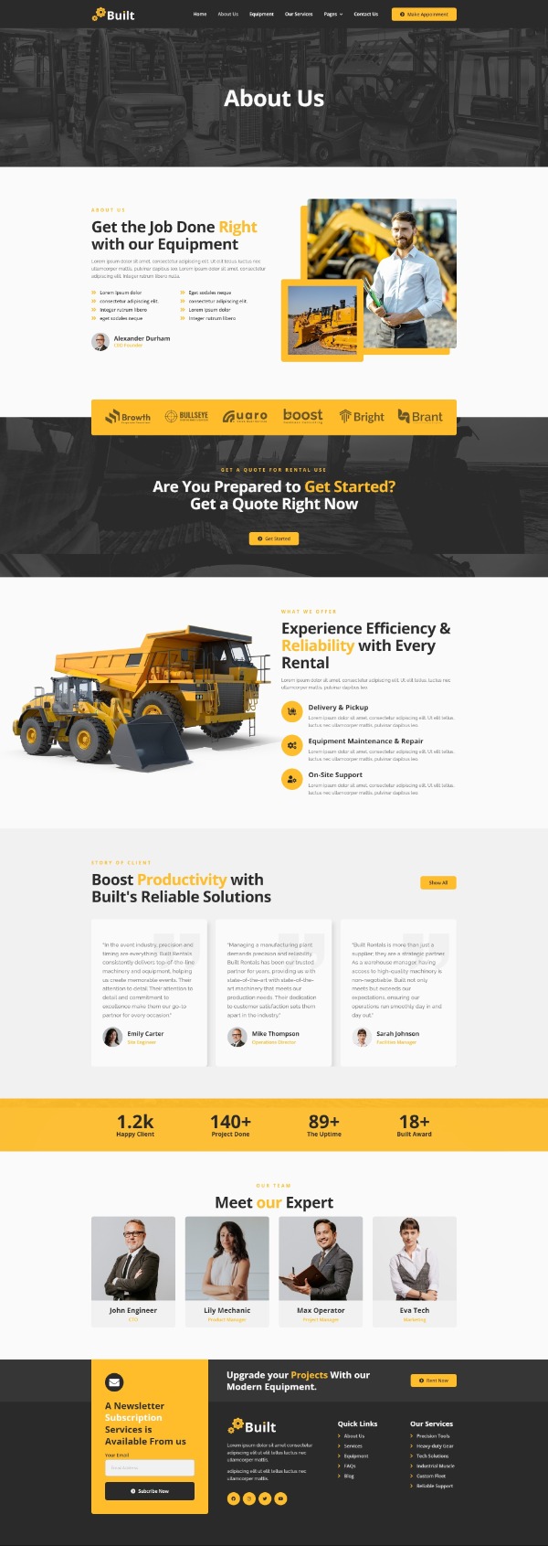 Built - Machinery & Equipment Rentals Elementor Pro Template Kit by ...