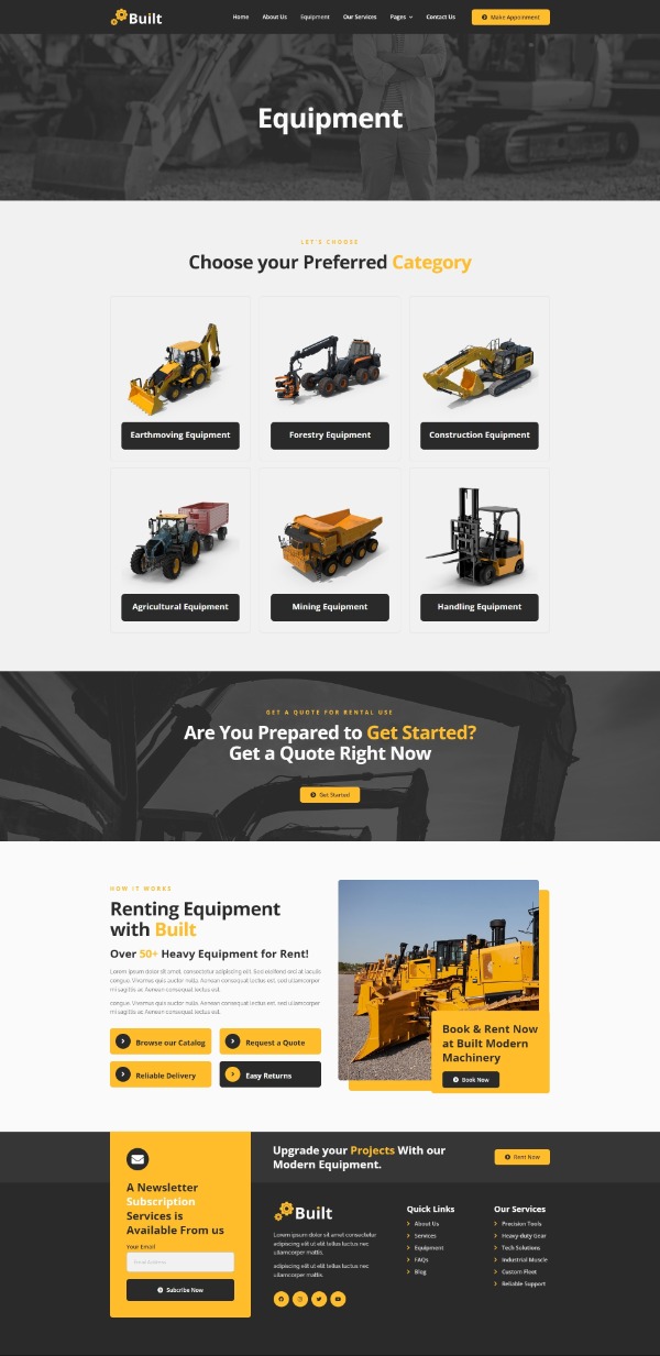 Built - Machinery & Equipment Rentals Elementor Pro Template Kit by ...