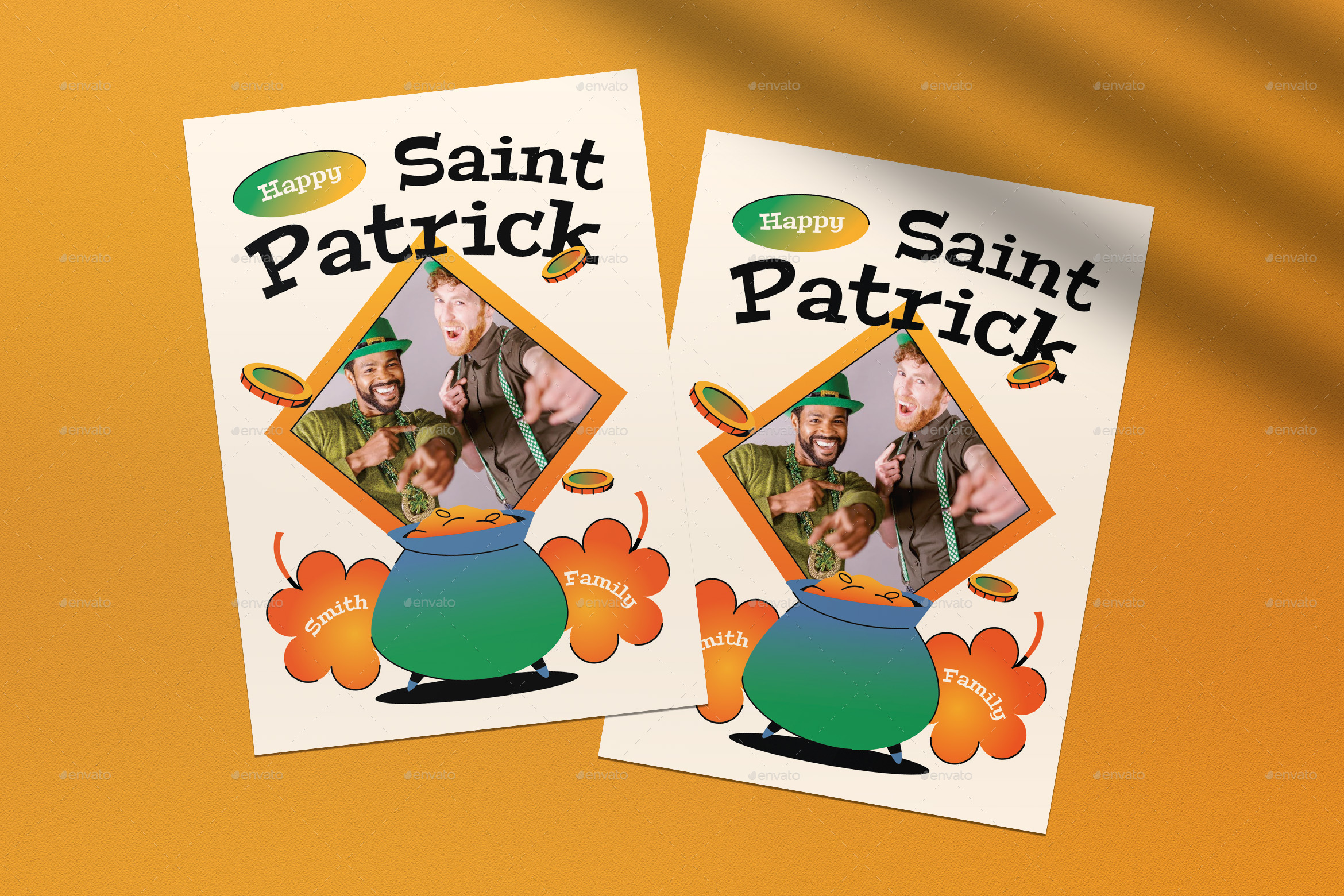 White Mid Century Saint Patrick Greeting Card, Print Templates ...