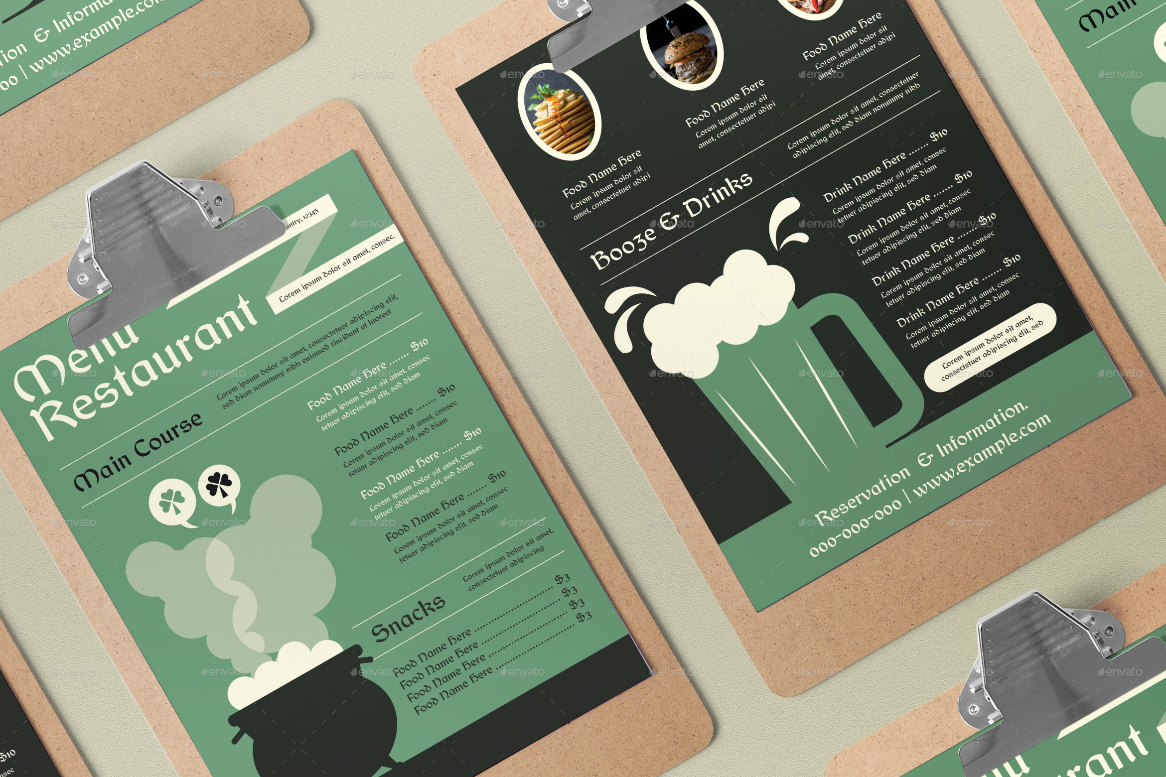 Turquoise Flat Design Saint Patrick's Day Menu, Print Templates ...