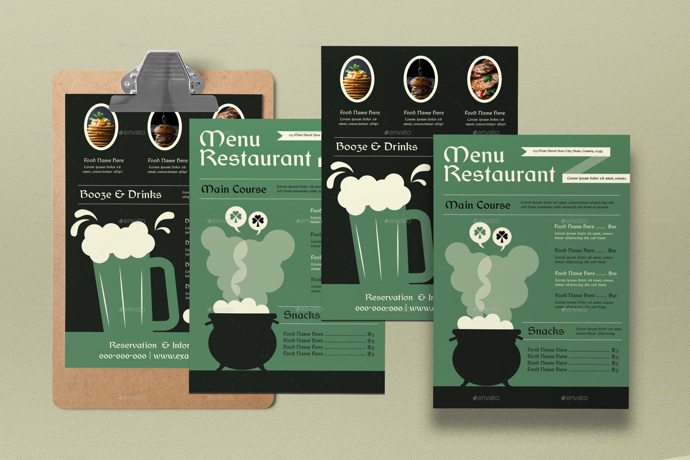 Turquoise Flat Design Saint Patrick's Day Menu, Print Templates ...