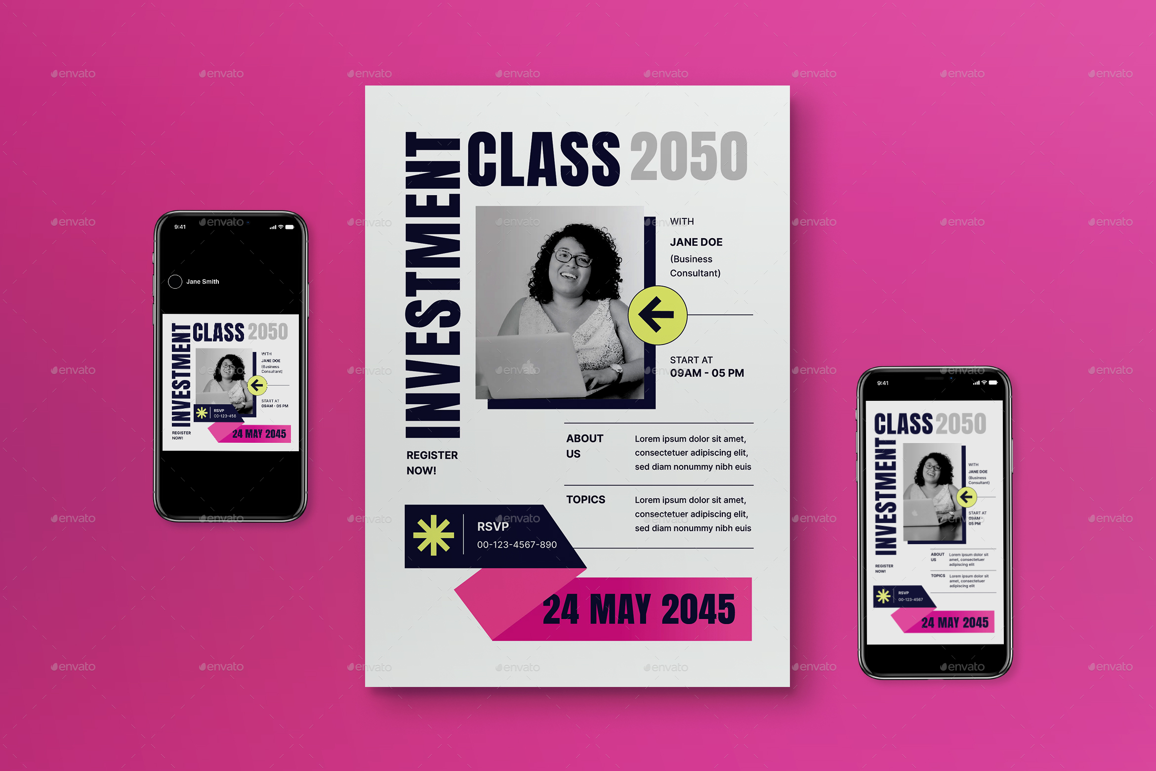 Grey Edgy Investment Class Flyer Set, Print Templates | GraphicRiver