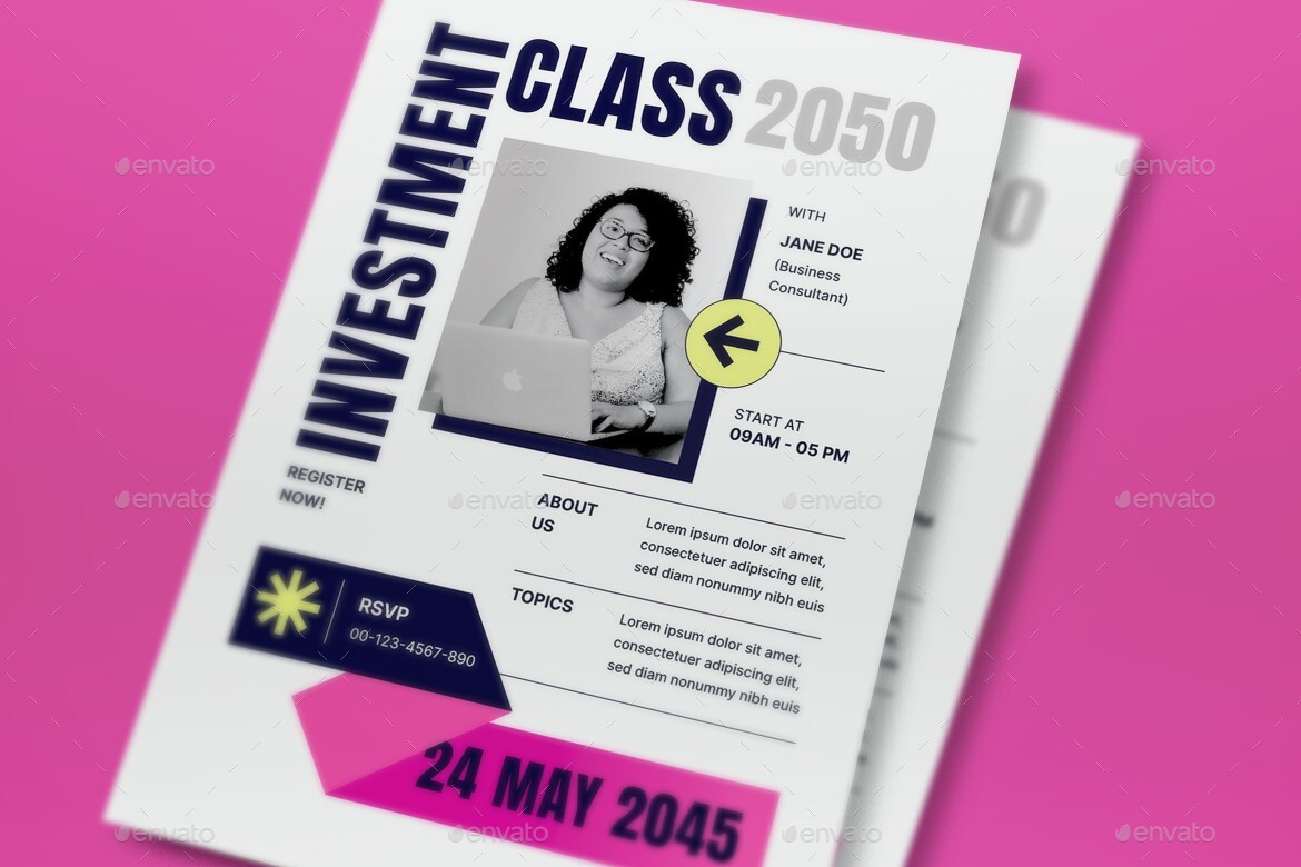 Grey Edgy Investment Class Flyer Set, Print Templates | GraphicRiver