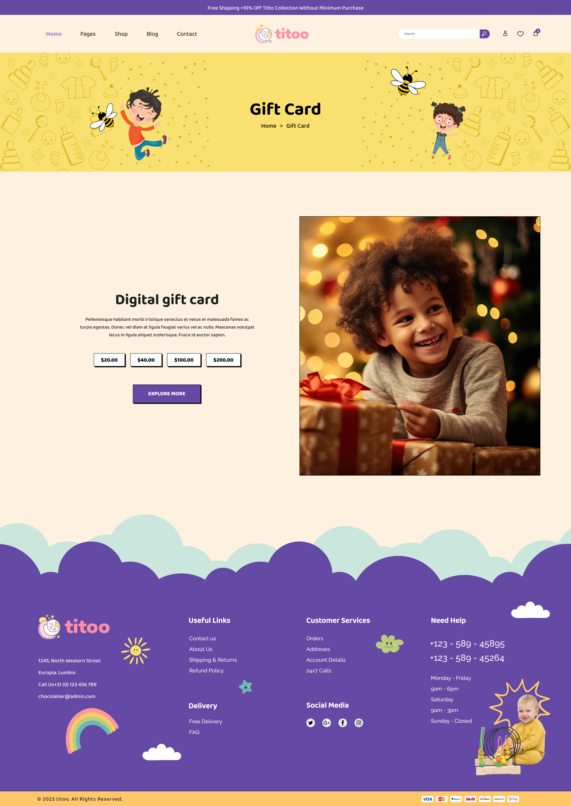 Titoo - Kids Fashion, Toys Shop Figma Template by BuddhaThemes | ThemeForest