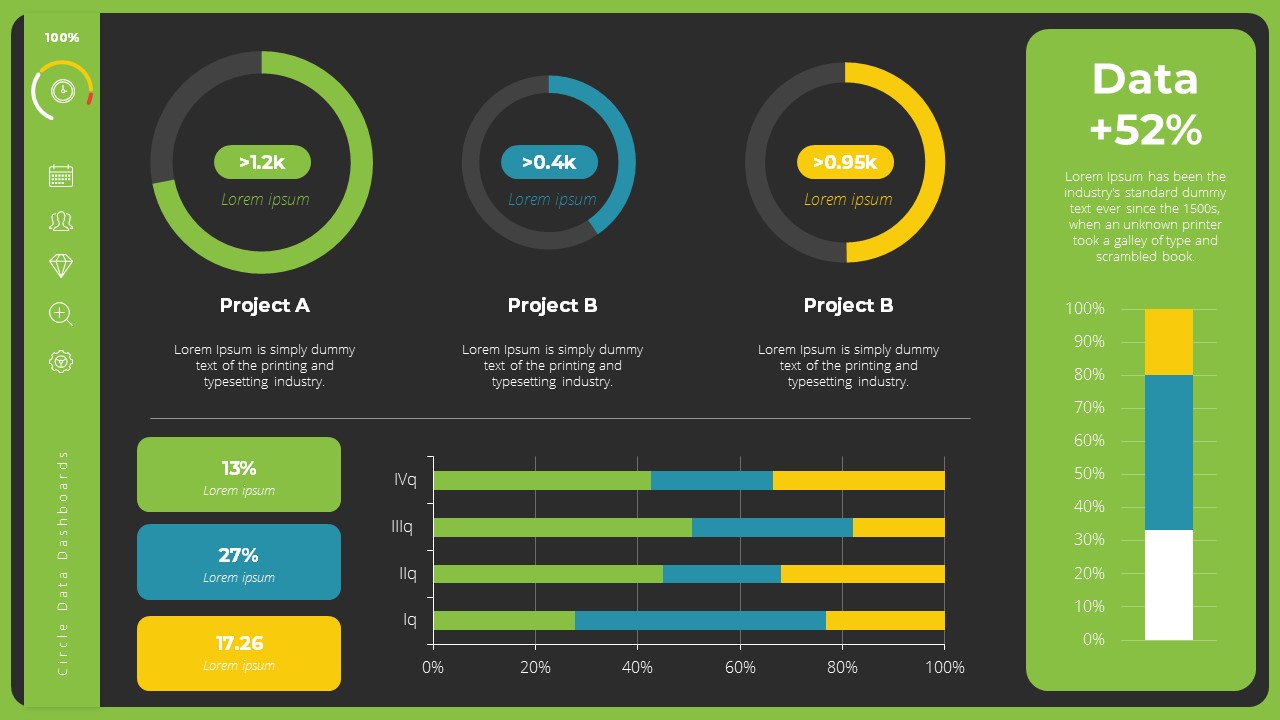 Circle Data Dashboards PowerPoint Presentation Template, Presentation ...