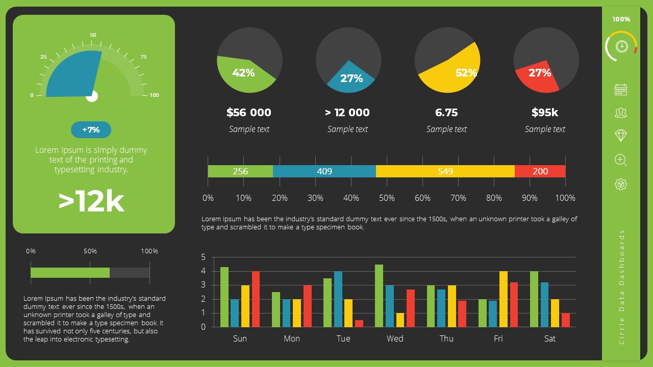 Circle Data Dashboards PowerPoint Presentation Template, Presentation ...