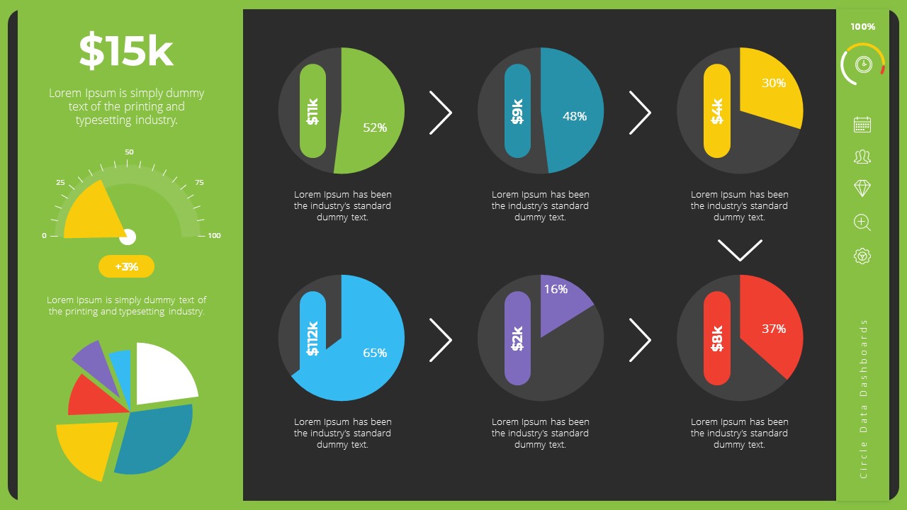 Circle Data Dashboards PowerPoint Presentation Template, Presentation ...