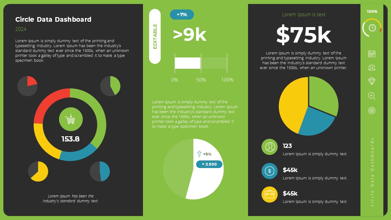 Circle Data Dashboards PowerPoint Presentation Template, Presentation ...