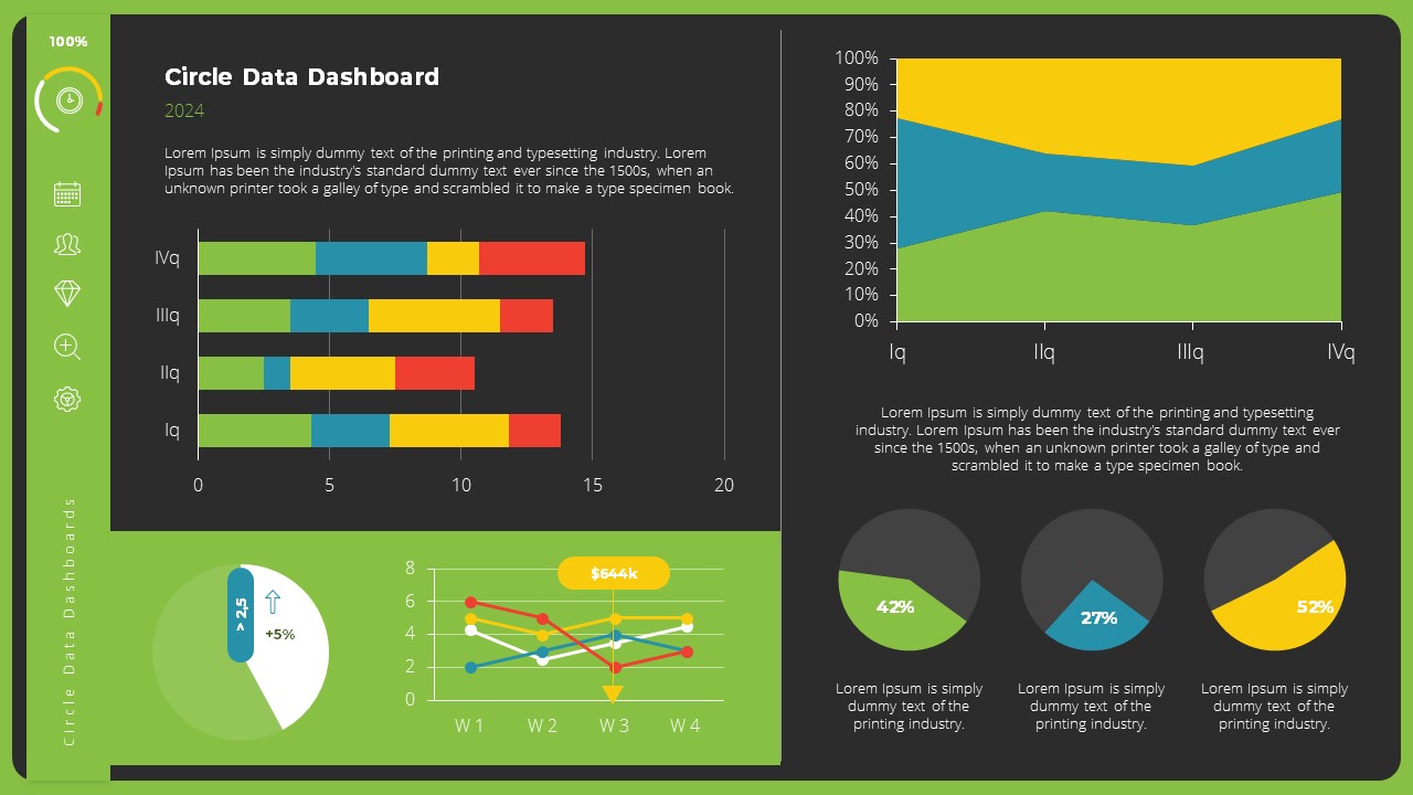Circle Data Dashboards PowerPoint Presentation Template, Presentation ...