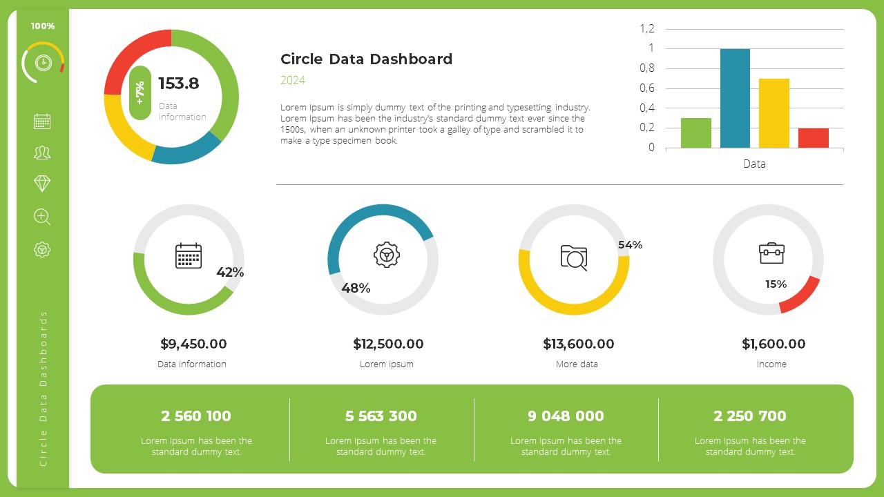 Circle Data Dashboards PowerPoint Presentation Template, Presentation ...