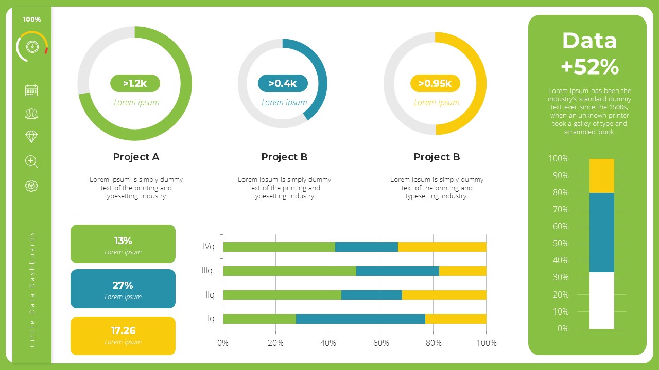 Circle Data Dashboards PowerPoint Presentation Template, Presentation ...