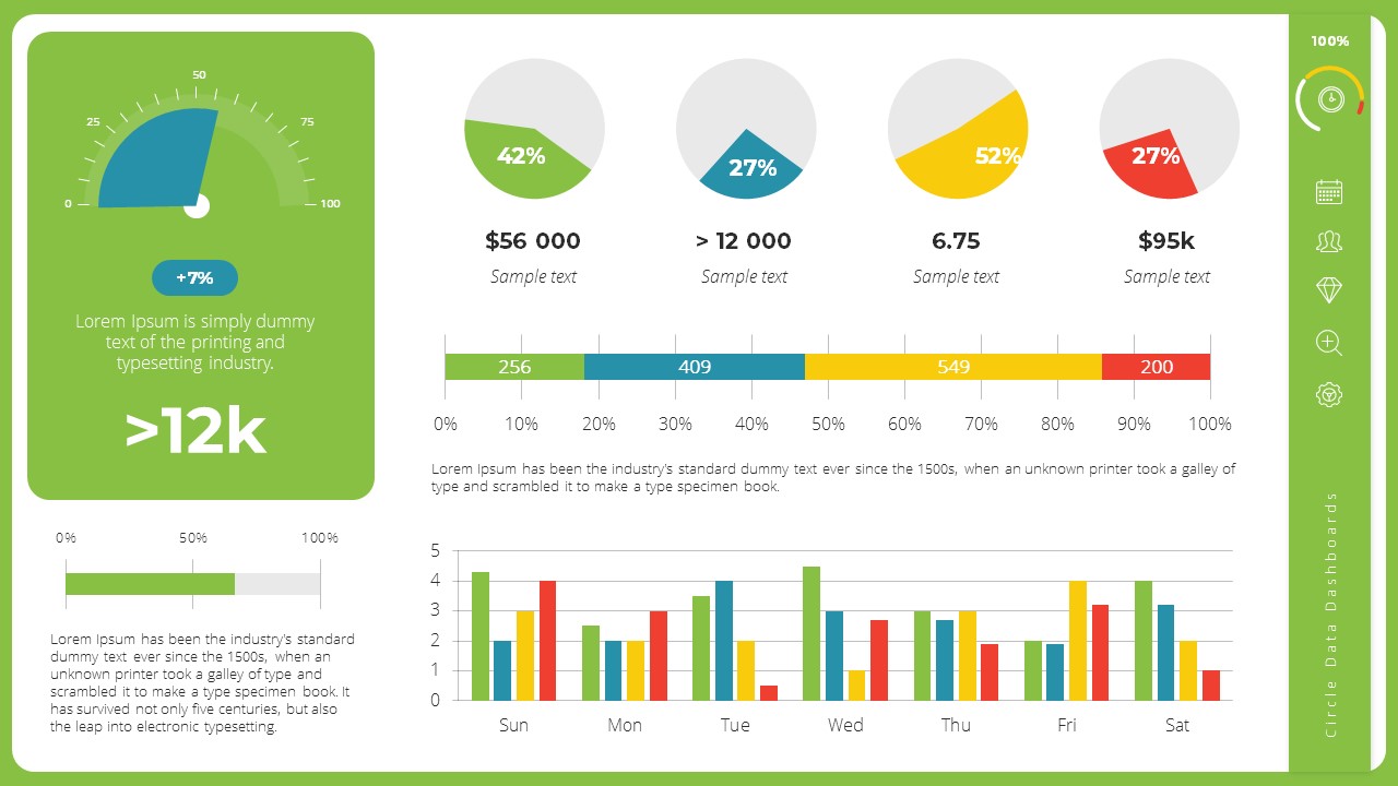 Circle Data Dashboards PowerPoint Presentation Template, Presentation ...