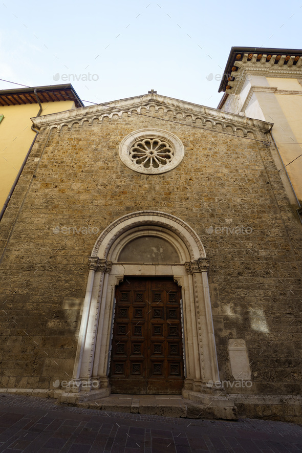 Historic buildings of Rieti, Italy: San Pietro Apostolo church Stock ...